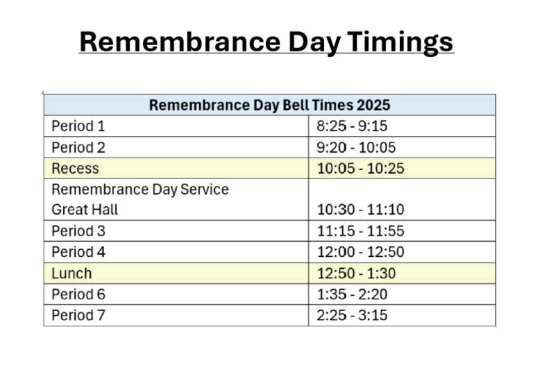 Remembrance Day Timings 11_11 | PDF