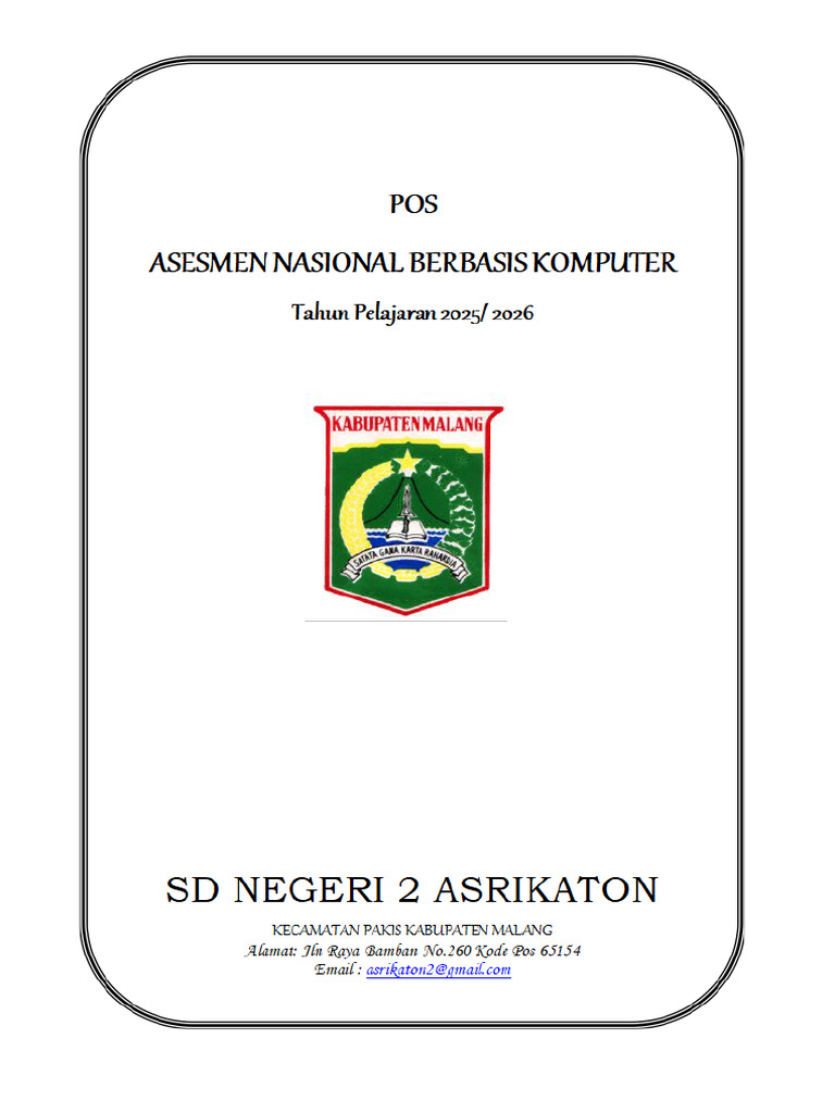 Prosedur ANBK SD Negeri 2 Asrikaton 2025 | PDF