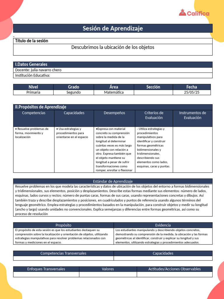 Descubrimos La Ubicacion de Los Objetos | PDF | Espacio | Geometría