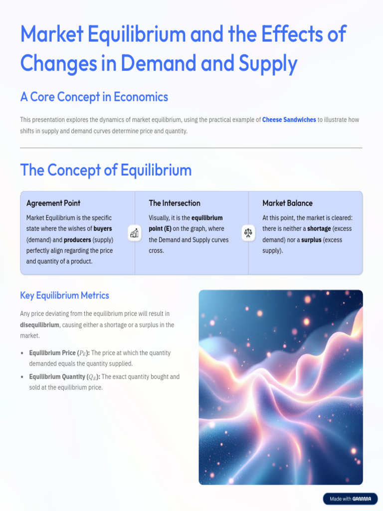 Market Equilibrium and The Effects of Changes in Demand and Supply ...