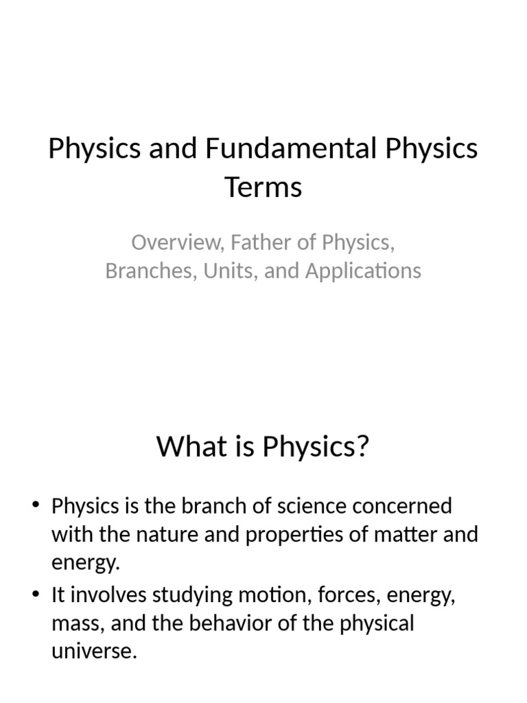Physics and Fundamental Terms | PDF