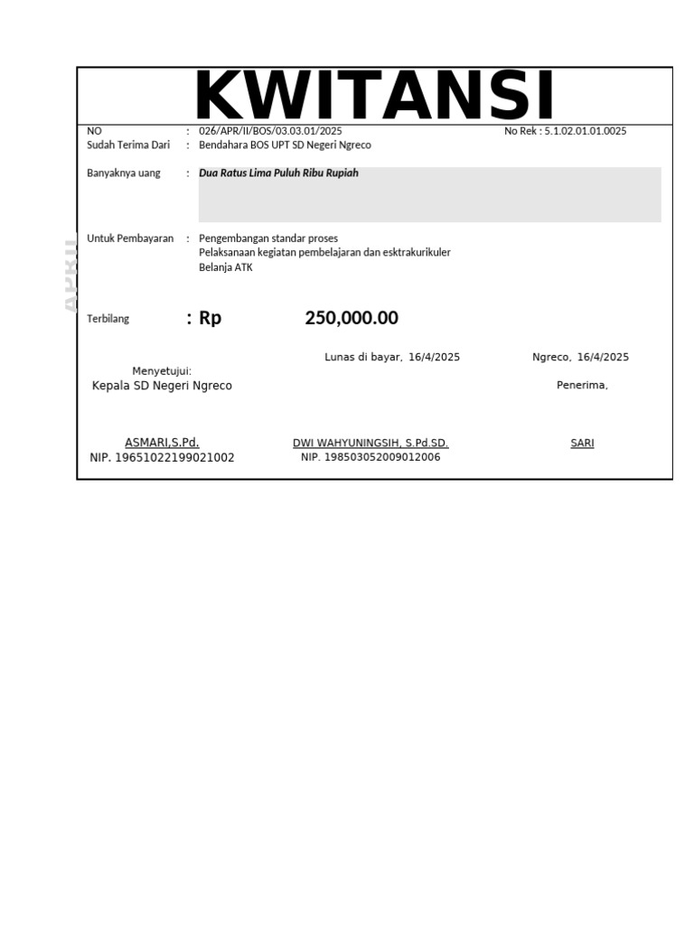 KWITANSI TW II 2025 | PDF
