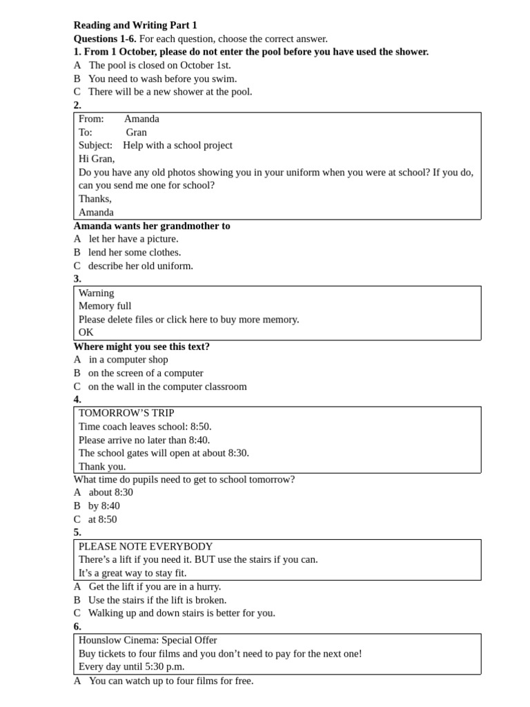 Ket Sample Test | PDF