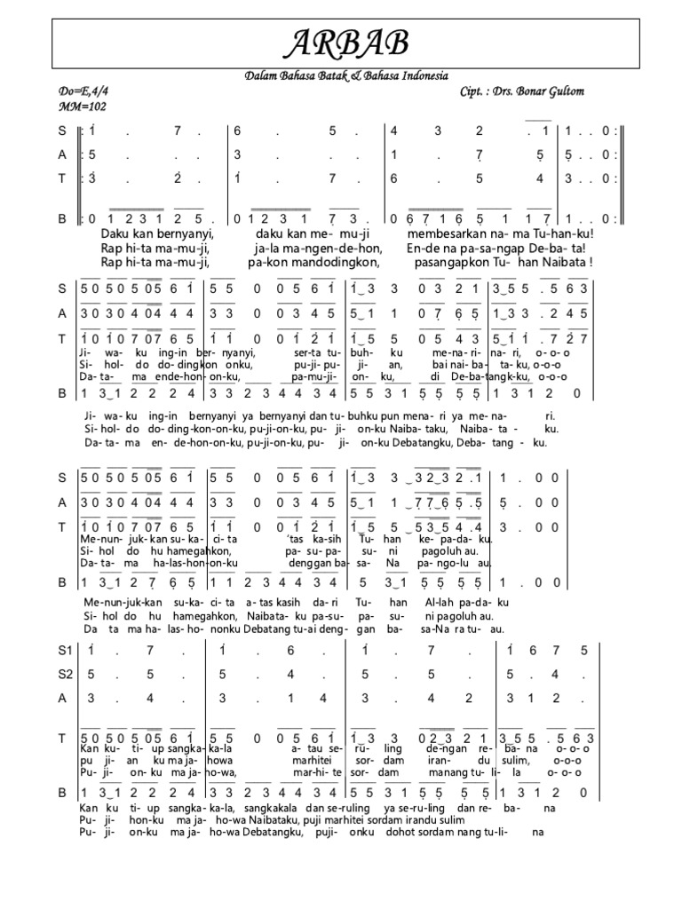 Arbab - Partitur Indonesia, Simalungun, Toba | PDF