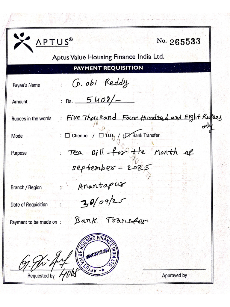 Tea Bill Sep 2025 | PDF