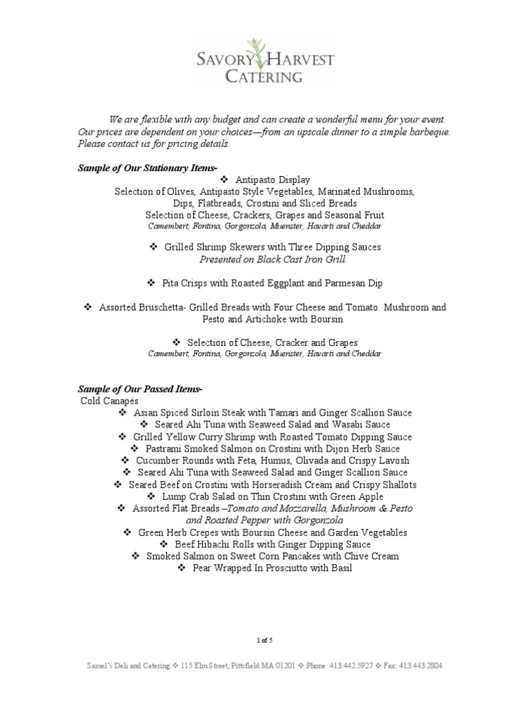 Seminar Menu Package Options | PDF | Vinaigrette | Salad