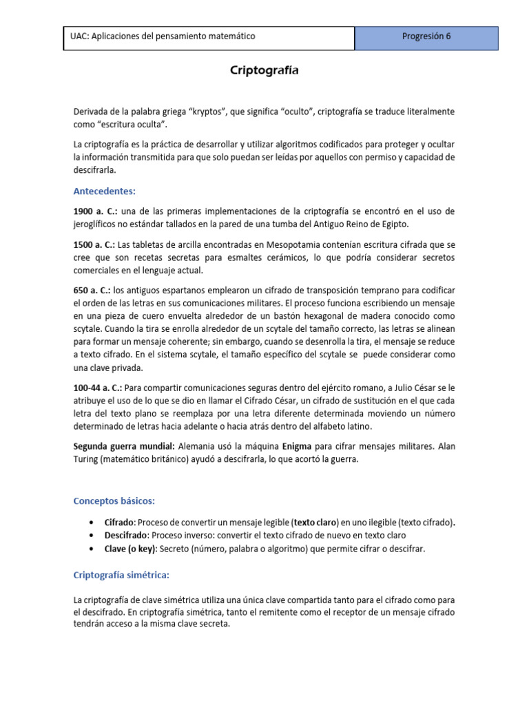 Apunte Criptograf-A | PDF | Cifrado | Clave (criptografía)