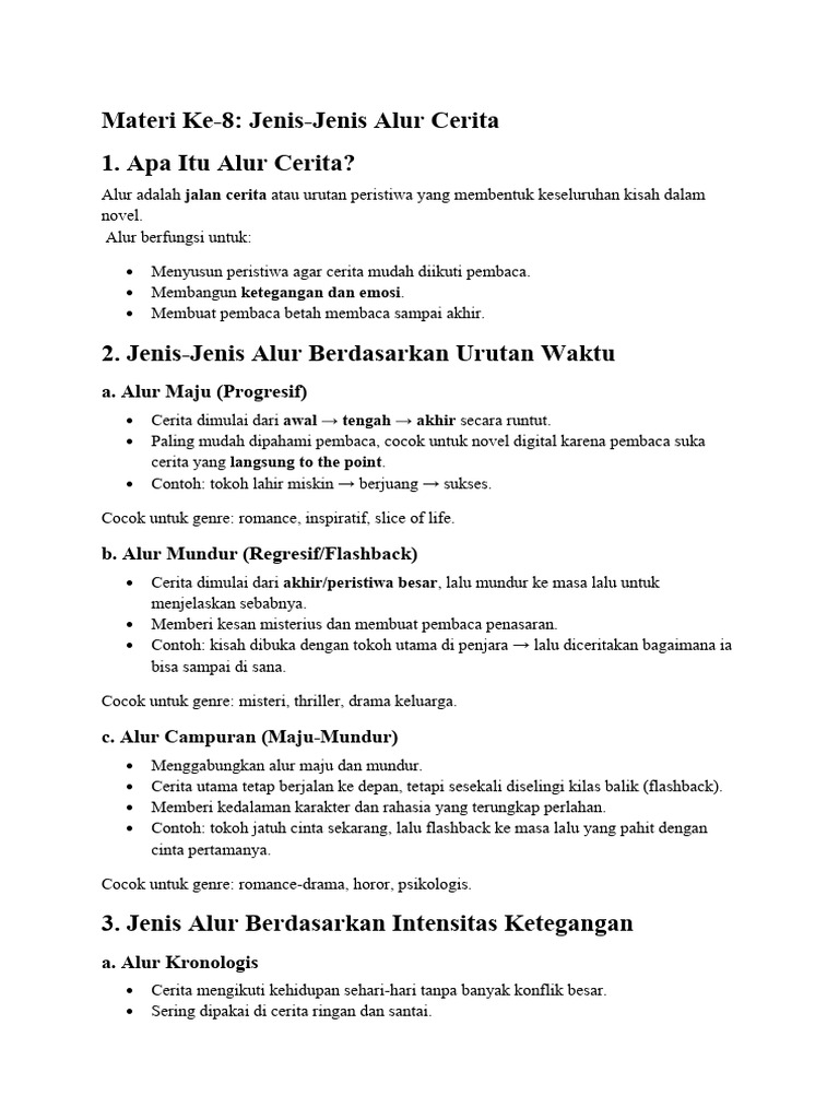 Materi Ke 8 Jenis Jenis Alur | PDF