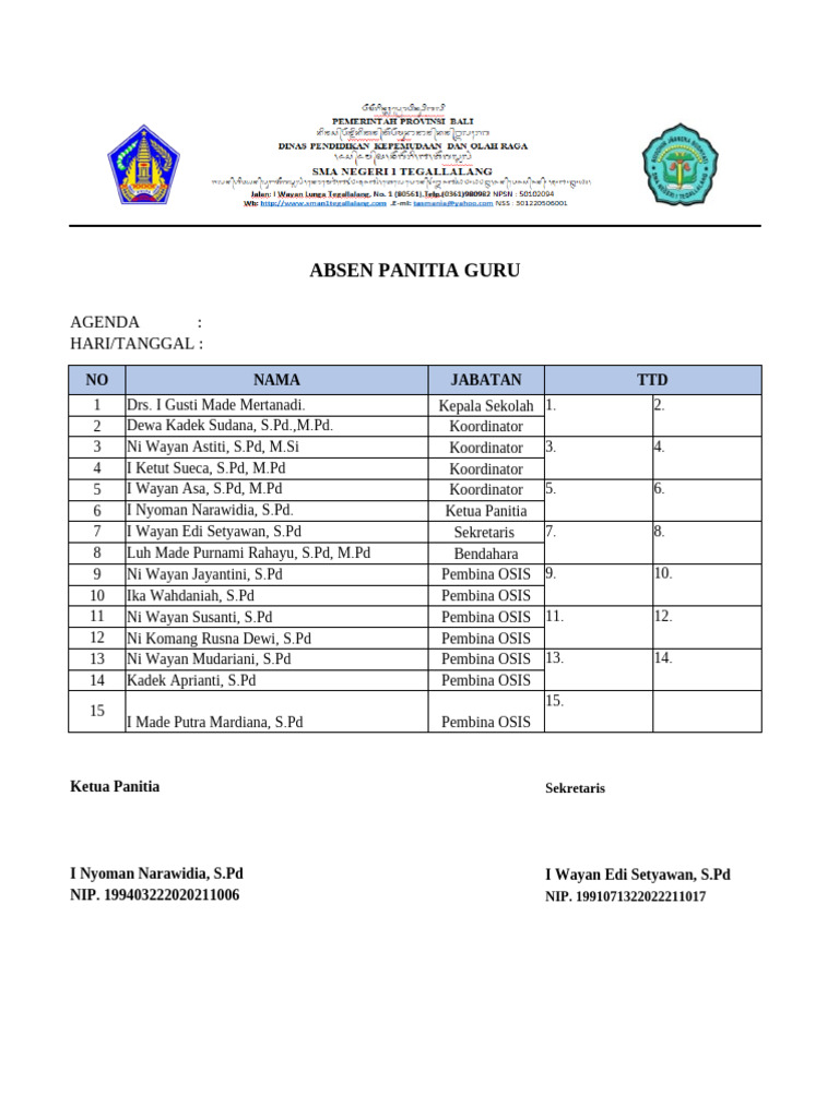 Absen Panitia Guru Kemah 25 | PDF