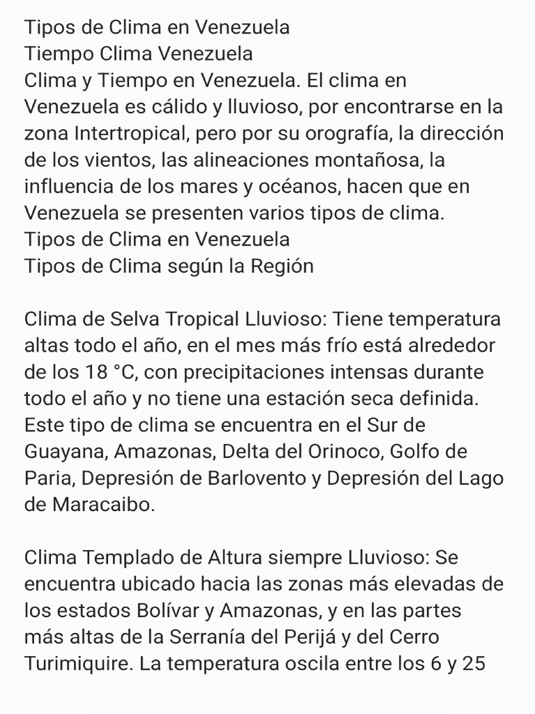 Climas de Venezuela | PDF