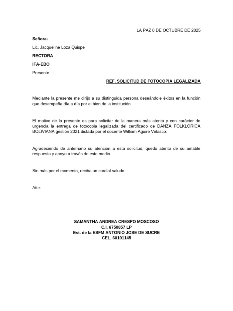 Solicitud de Fotocopias Legalizadas | PDF