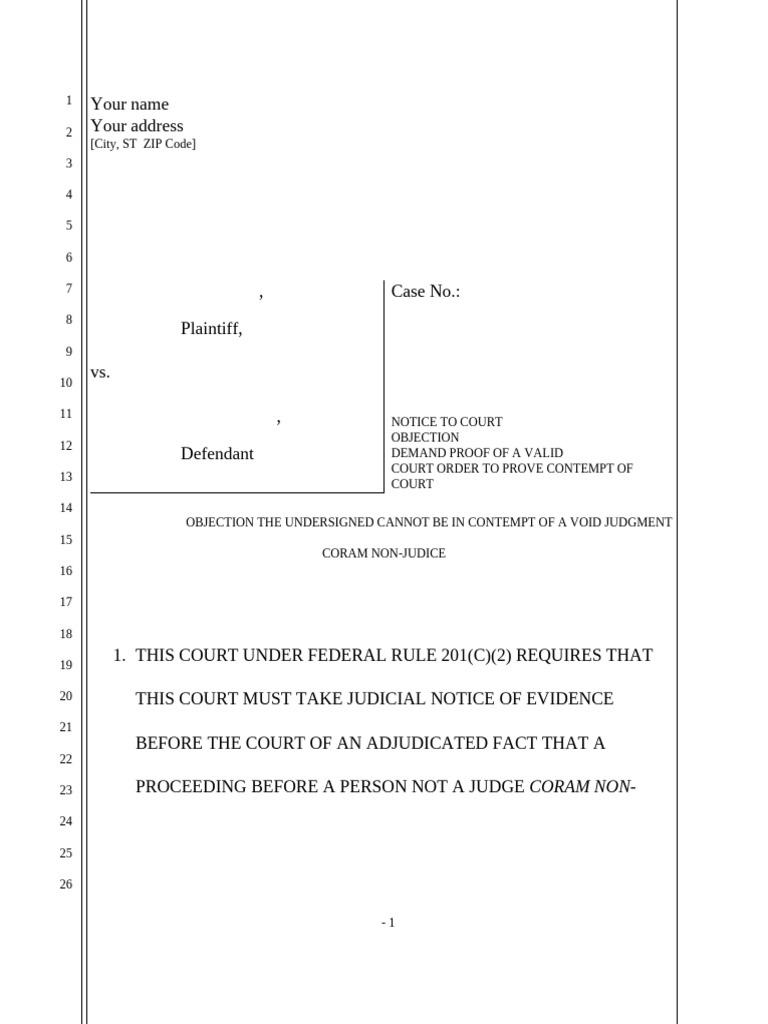 Objection to Contempt of Court Notice | PDF | Due Process Clause | Law ...