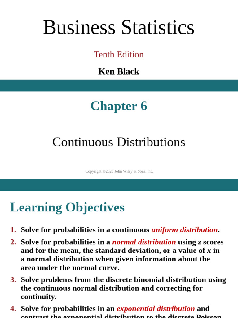 ch06 Continuous Distributions | PDF | Probability Distribution | Normal Distribution
