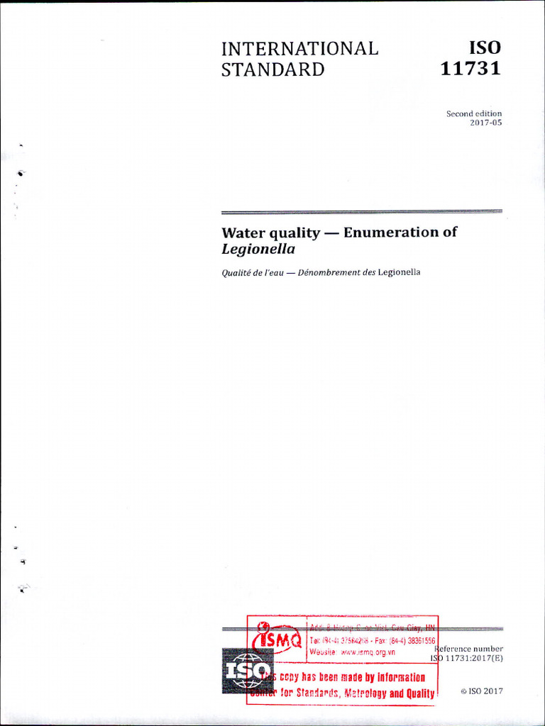 Legionella Trong Nuoc-IsO 11731 - 2017 E | PDF