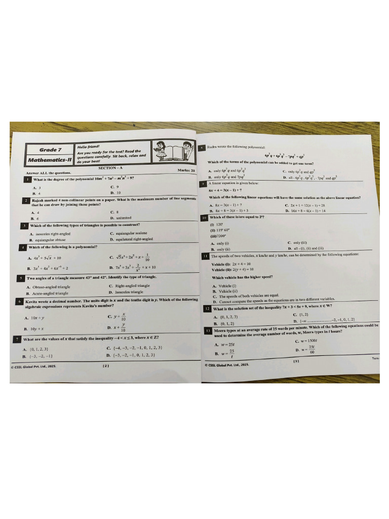 Class 7 Maths 2 HY 25-26 | PDF