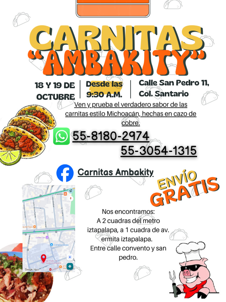 Volante de Restaurante Comida Rápida Retro Naranja y Amarilla | PDF