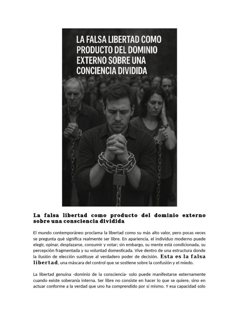 La falsa libertad y su control mental | PDF | Libertad | Verdad
