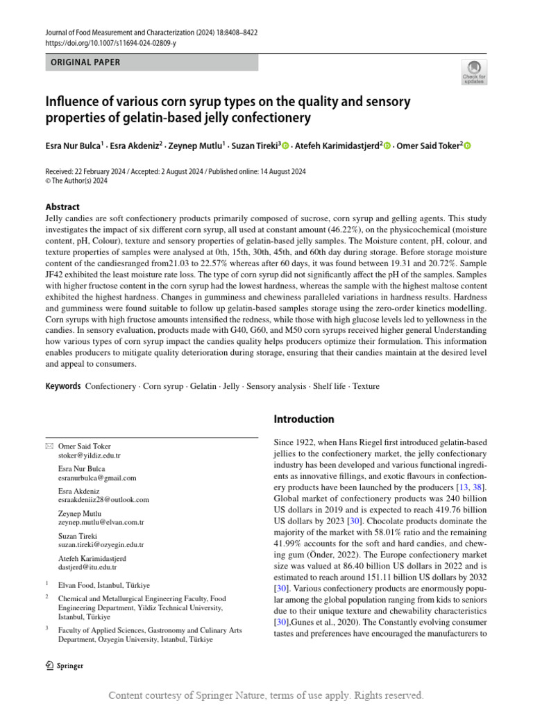 Influence of Various Corn Syrup Types On The Quali | PDF ...