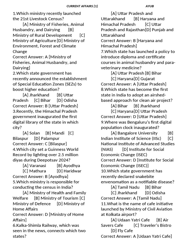 Current Affairs | PDF | Gujarat | Government Of India