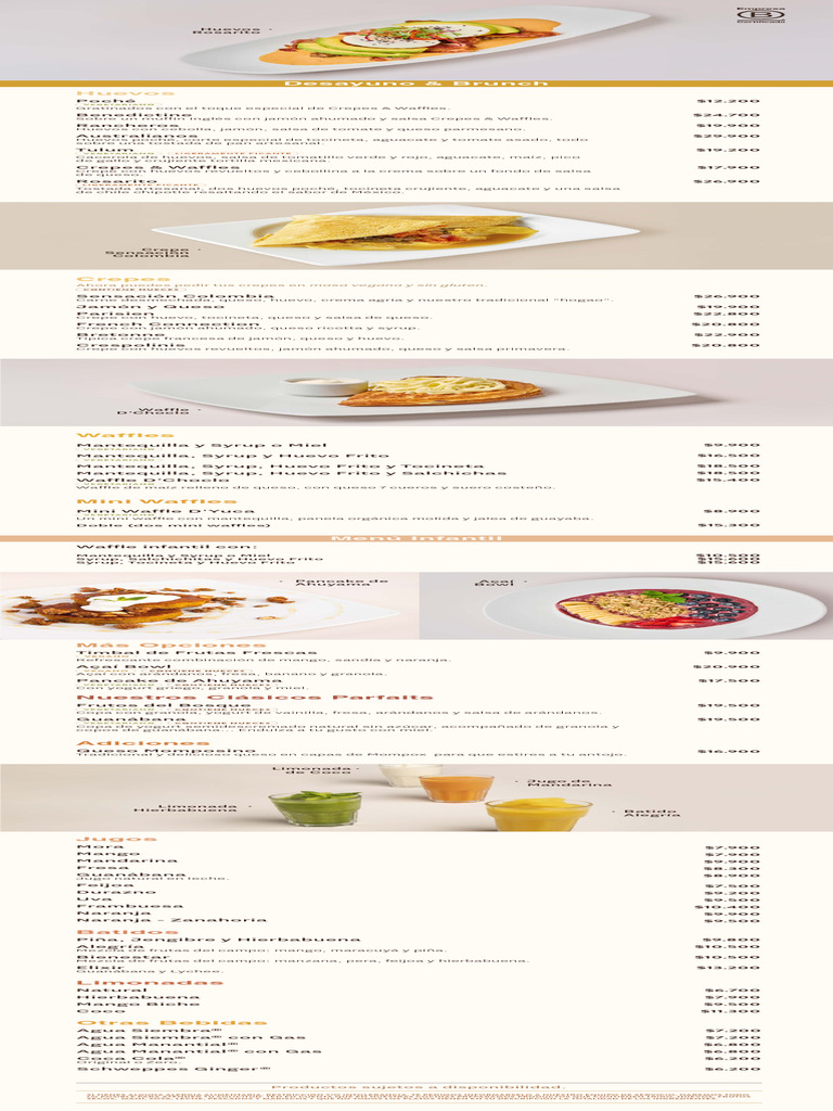 Menú Variado de Crepes y Waffles | PDF | ensalada | Postres