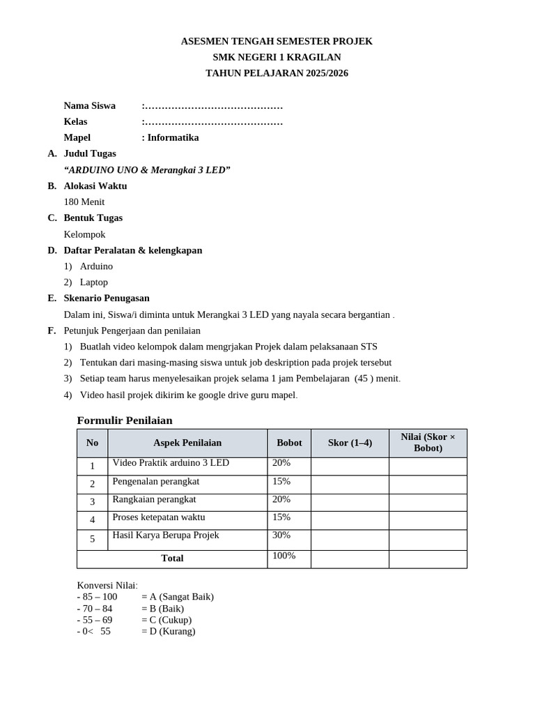 Proyek Arduino: Merangkai 3 LED SMK | PDF