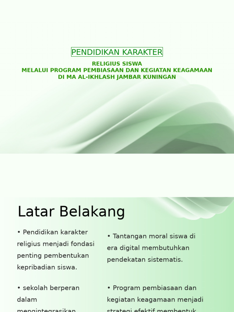 Pembentukan Karakter Religius Siswa MA | PDF