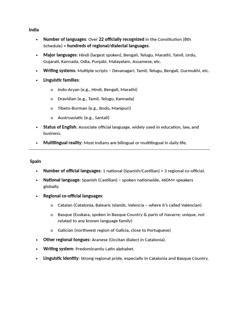 India Vs Spain (Language) | PDF