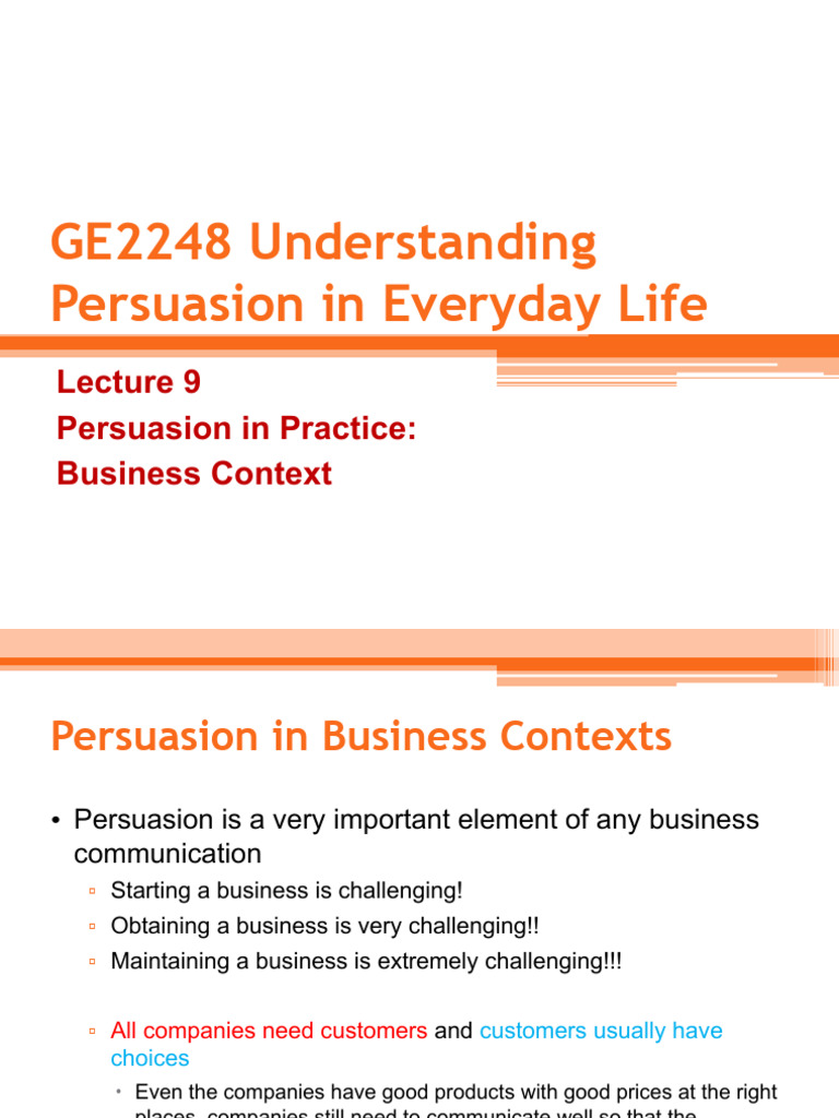2425b Lecture 9 - Persuasion in Business Context | PDF | Persuasion | Sales