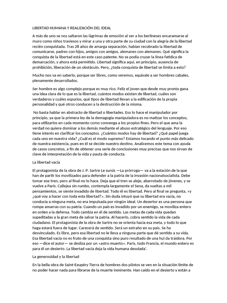 Libertad Humana y Realización Del Ideal | PDF | Libertad | Creatividad