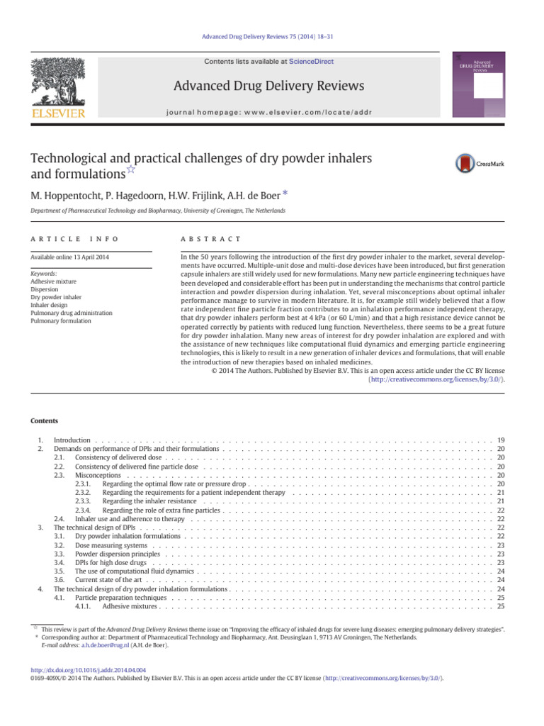 Technological and Practical Challenges of Dry Powder Inhalers and ...