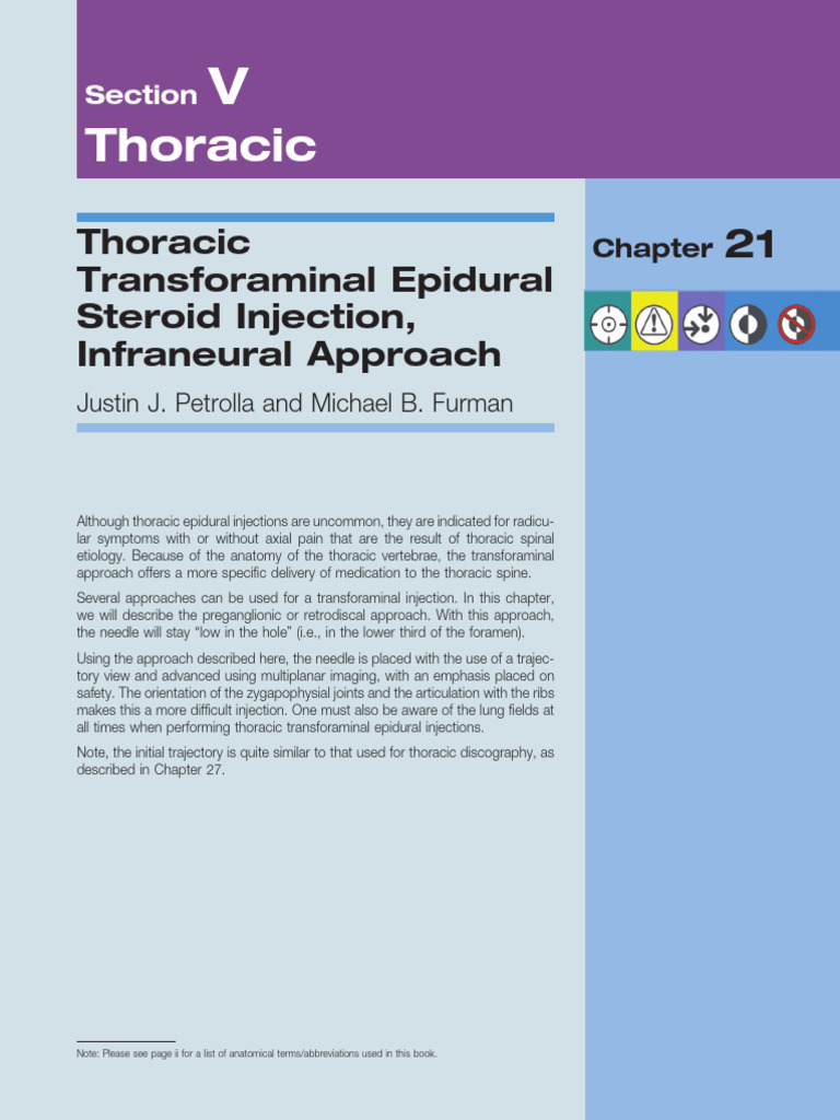 Thoracic Transforaminal Epidural Injection | PDF | Vertebra ...