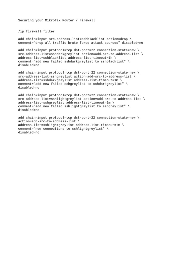 MikroTik Router Firewall Security Guide | PDF