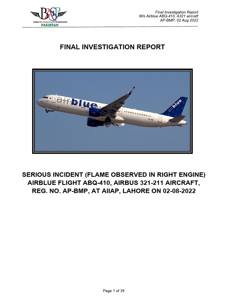 21-10-25 Final Report ABQ-410 (Public Version) | PDF | Turbine | Aviation