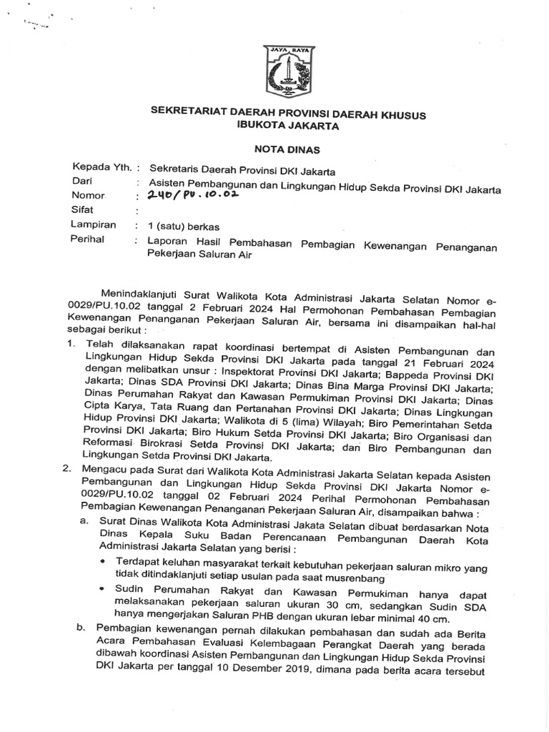 2024 - Nota Dinas Laporan Hasil Pembahasan Pembagian Kewenangan ...