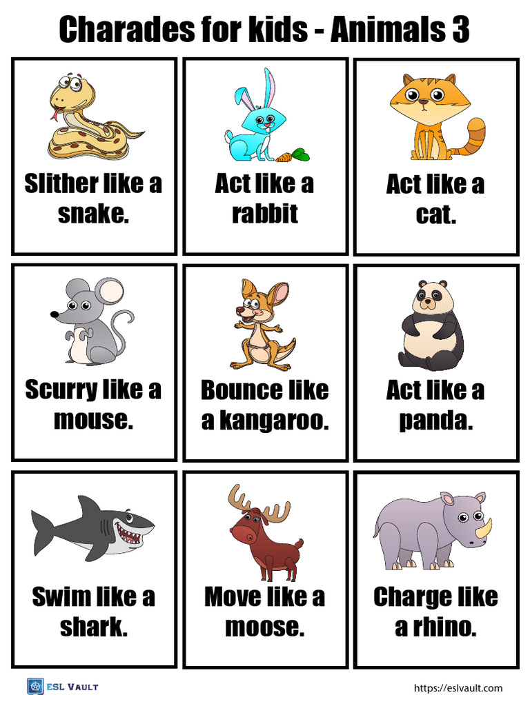 Animals Charades For Kids 3 | PDF
