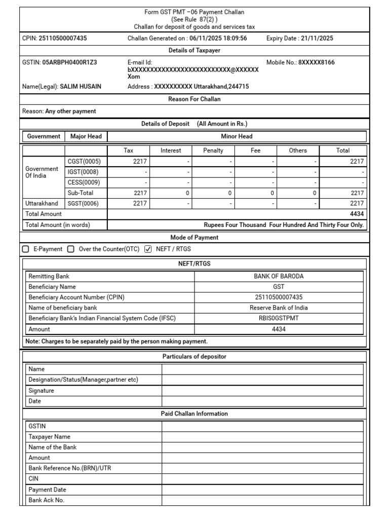 Gst-Challan - 2025-11-06T181019.192 | PDF | Cheque | Banks