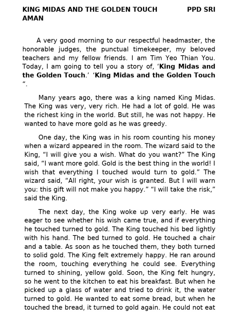 King Midas and The Golden Touch | PDF