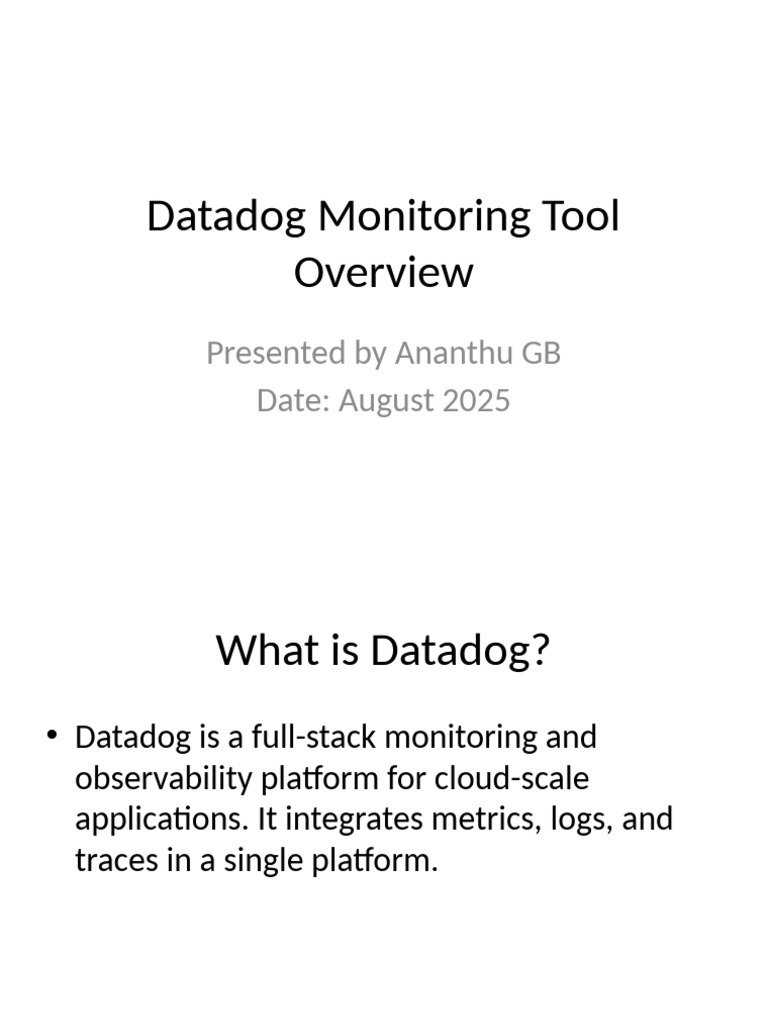 Datadog Monitoring Tool Presentation | PDF