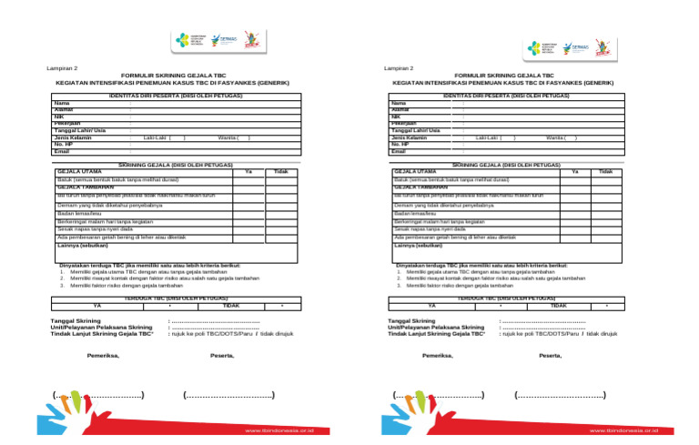 Formulir Skrining Gejala TBC | PDF