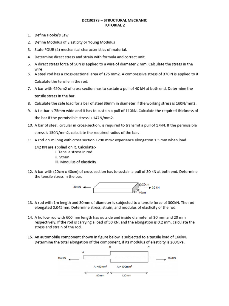 Tutorial 2 | PDF | Young's Modulus | Deformation (Engineering)