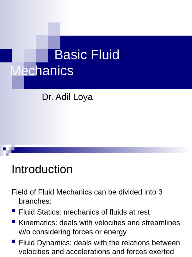 Fluid Mechanics Overview and Concepts | PDF | Weight | Mass