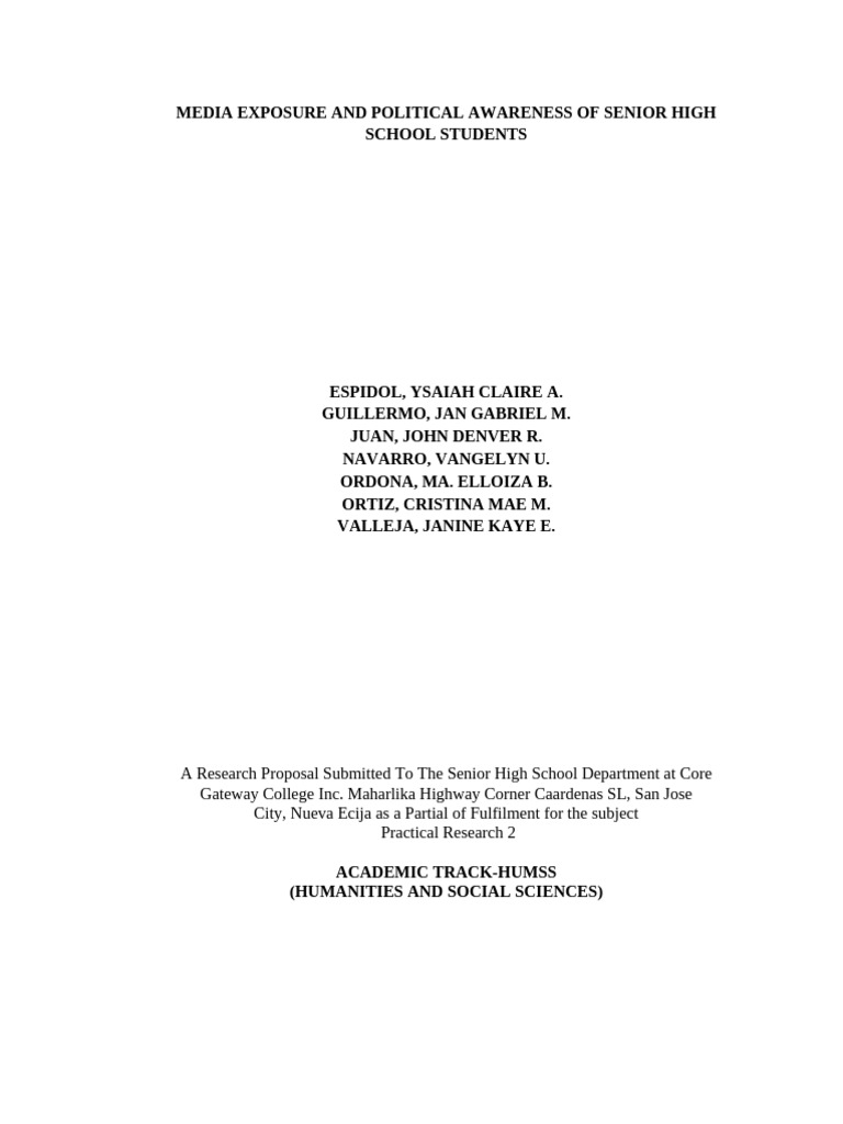 Media Influence on High School Political Awareness | PDF | News ...