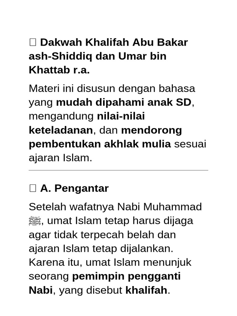 Dakwah Khalifah Abu Bakar ash-Shiddiq dan Umar bin Khattab r | PDF