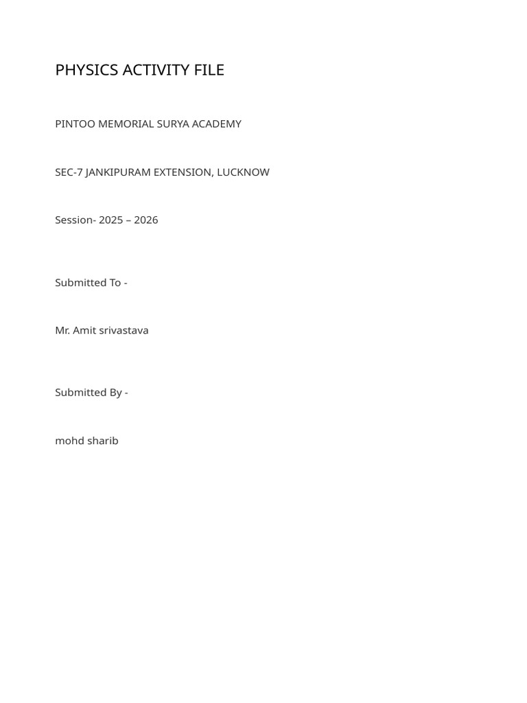 Physics Activity File | PDF