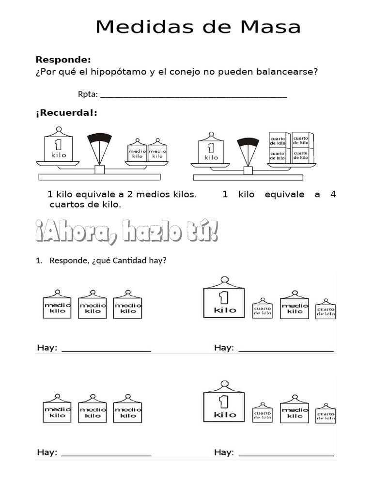 Ficha Medidas de Masa | PDF