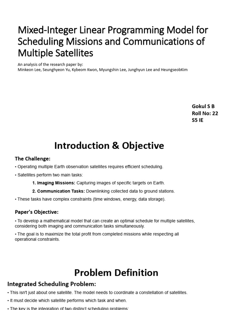 Mixed-Integer Linear Programming Model for Scheduling Missions And | PDF | Linear Programming ...