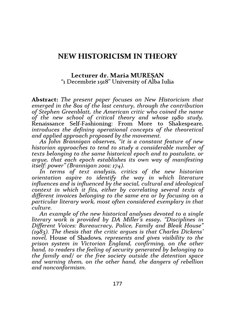 Muresan. New Historicism in Theory | PDF | Literary Criticism | Power ...