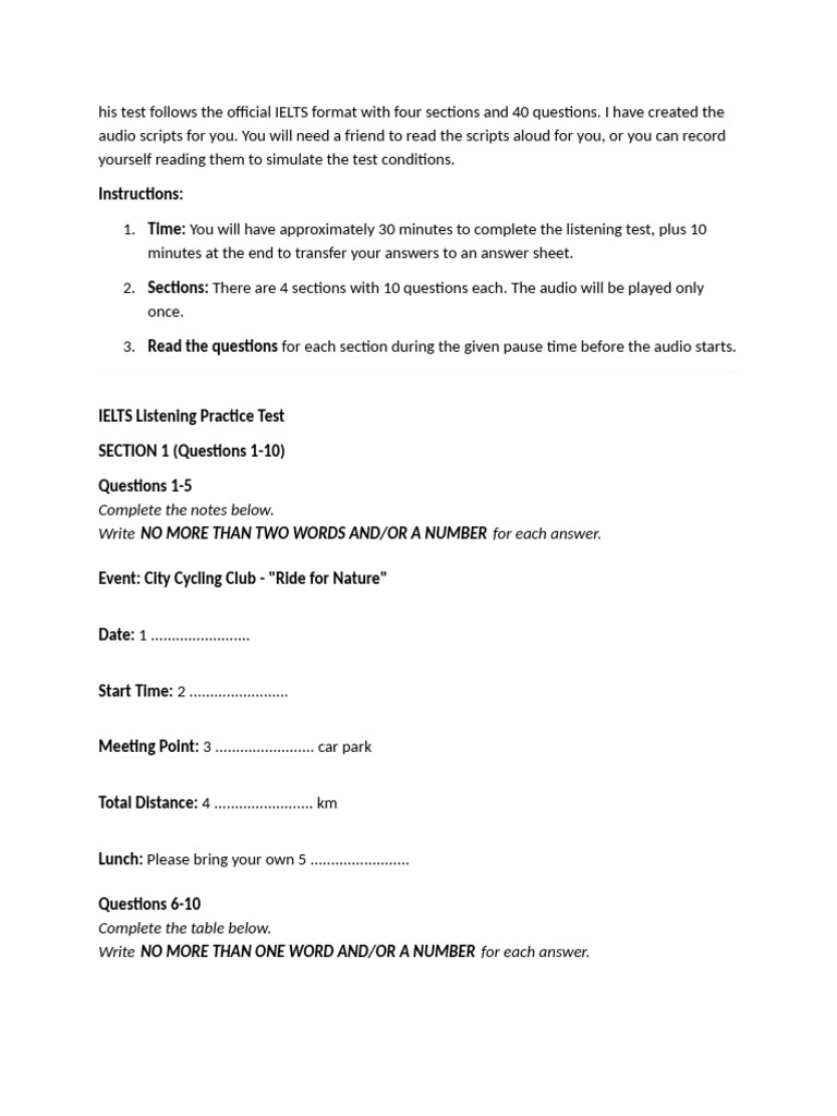 IELTS Listening Test Practice Guide | PDF | Sleep | Rapid Eye Movement ...