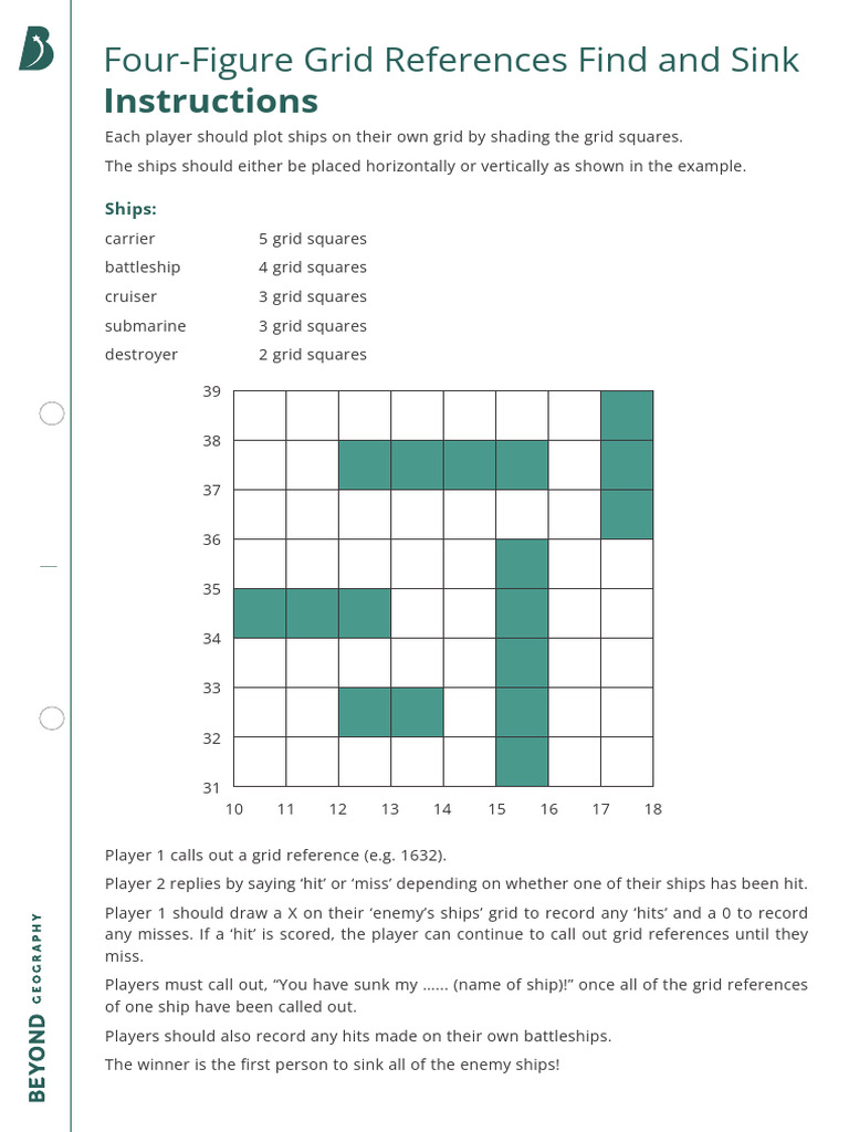 Four-Figure Grid References Find and Sink Instructions | PDF