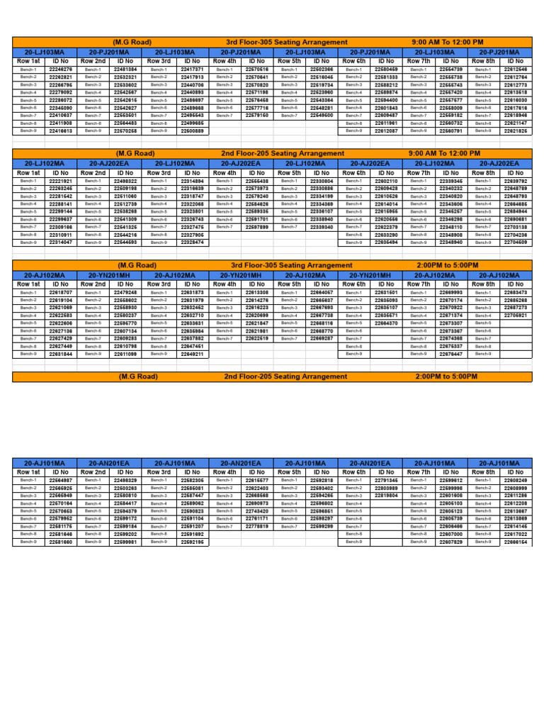 Upcoming Test Seating Plan On 29.06.2025 | PDF | Military Operations ...